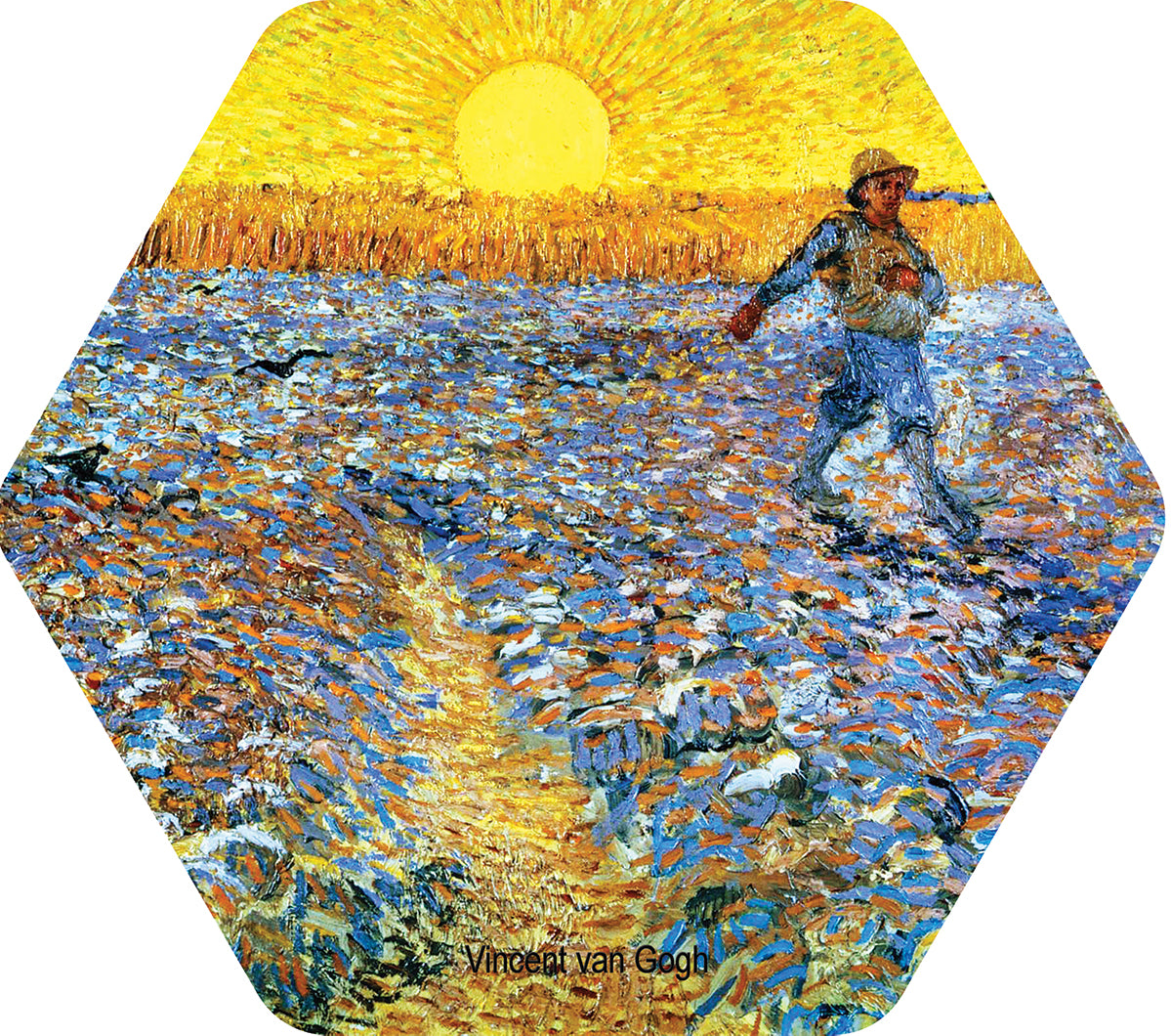 De zaaier. Vincent van Gogh Honingraat bord small 15cm